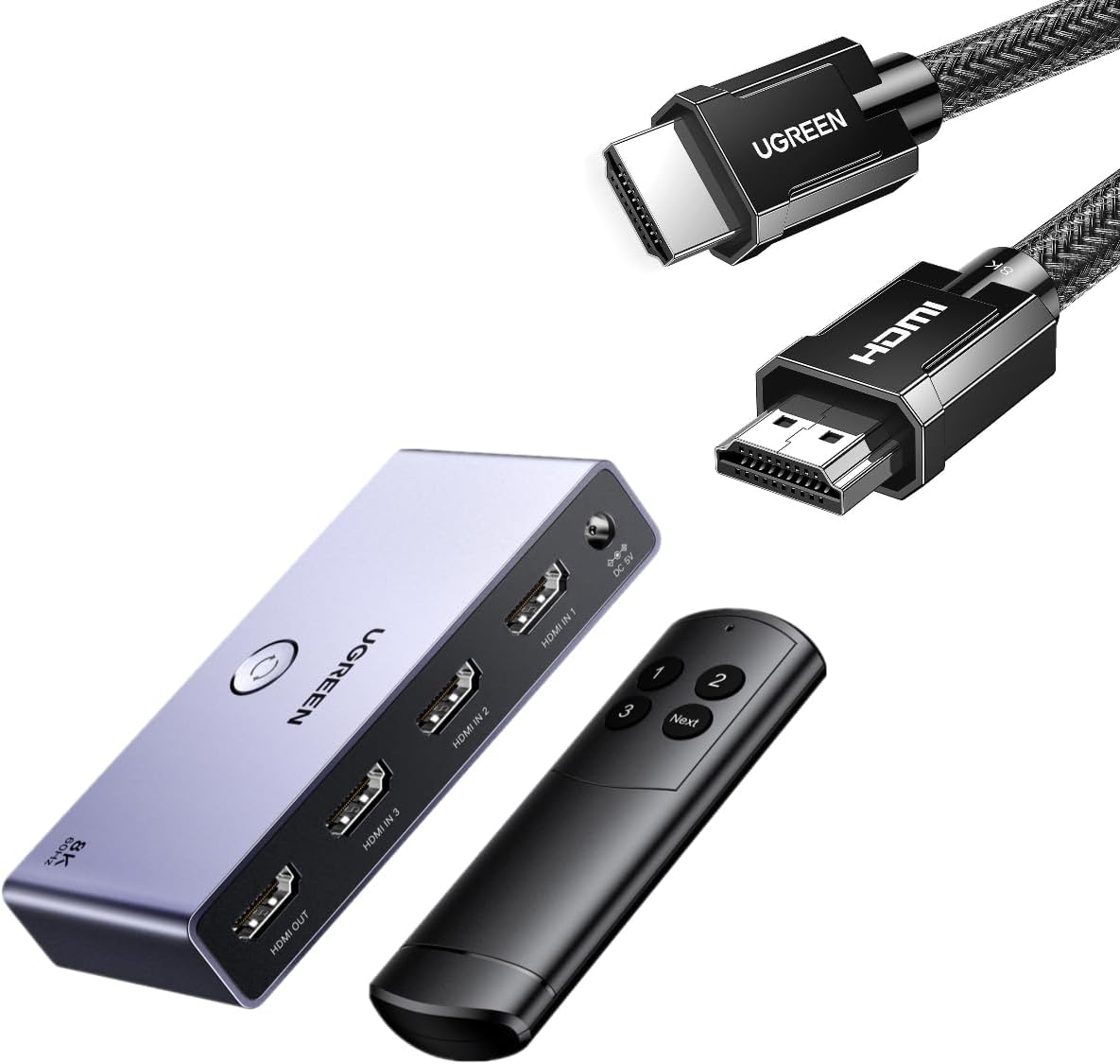Amazon.com: UGREEN HDMI 2.1 Switch Aluminum Ultra HD 8K Bundle with 8K ...