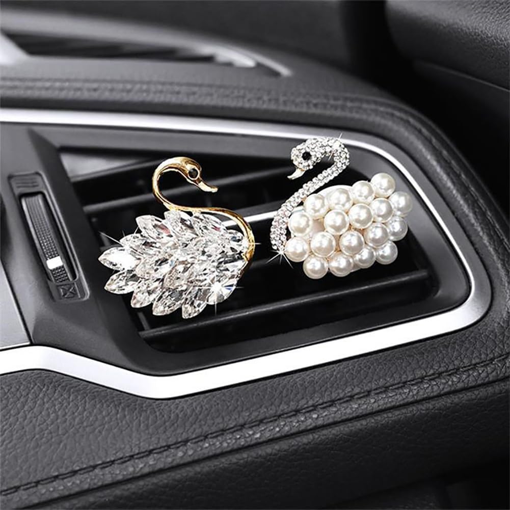 Amazon.com: 2 Pcs Swan Car Air Vent Clips Rhinestone Car Freshener ...