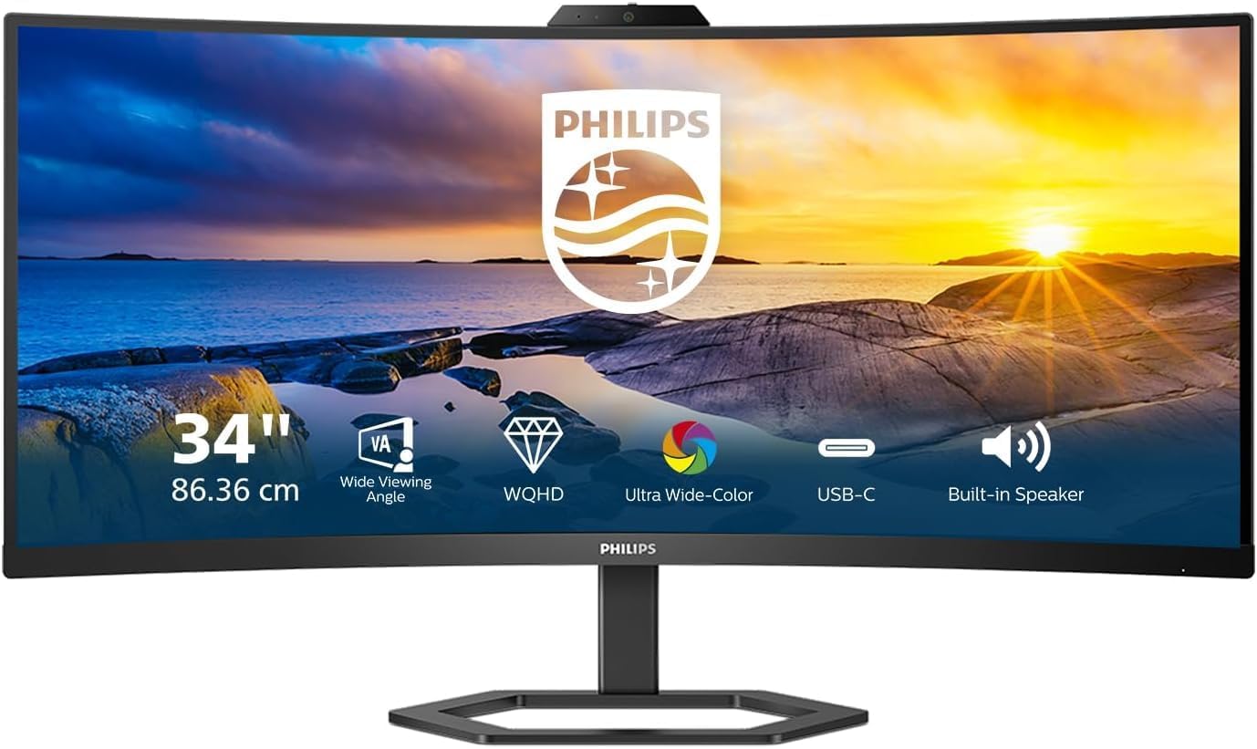 Philips 34" Quad HD 21:9 3440 x 1440 UltraWide Curved Home Monitor with ...