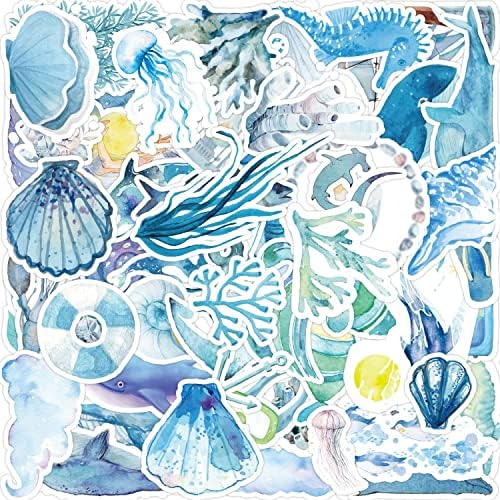 Amazon.com: Watercolor Ocean Stickers 50 Pieces sea Creatures Water ...
