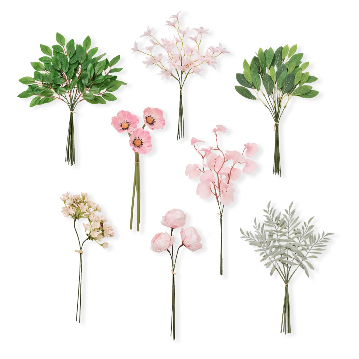 Amazon.com: TINGE TIME Artificial Greenery Stems Box Set, 49pcs with 8 ...