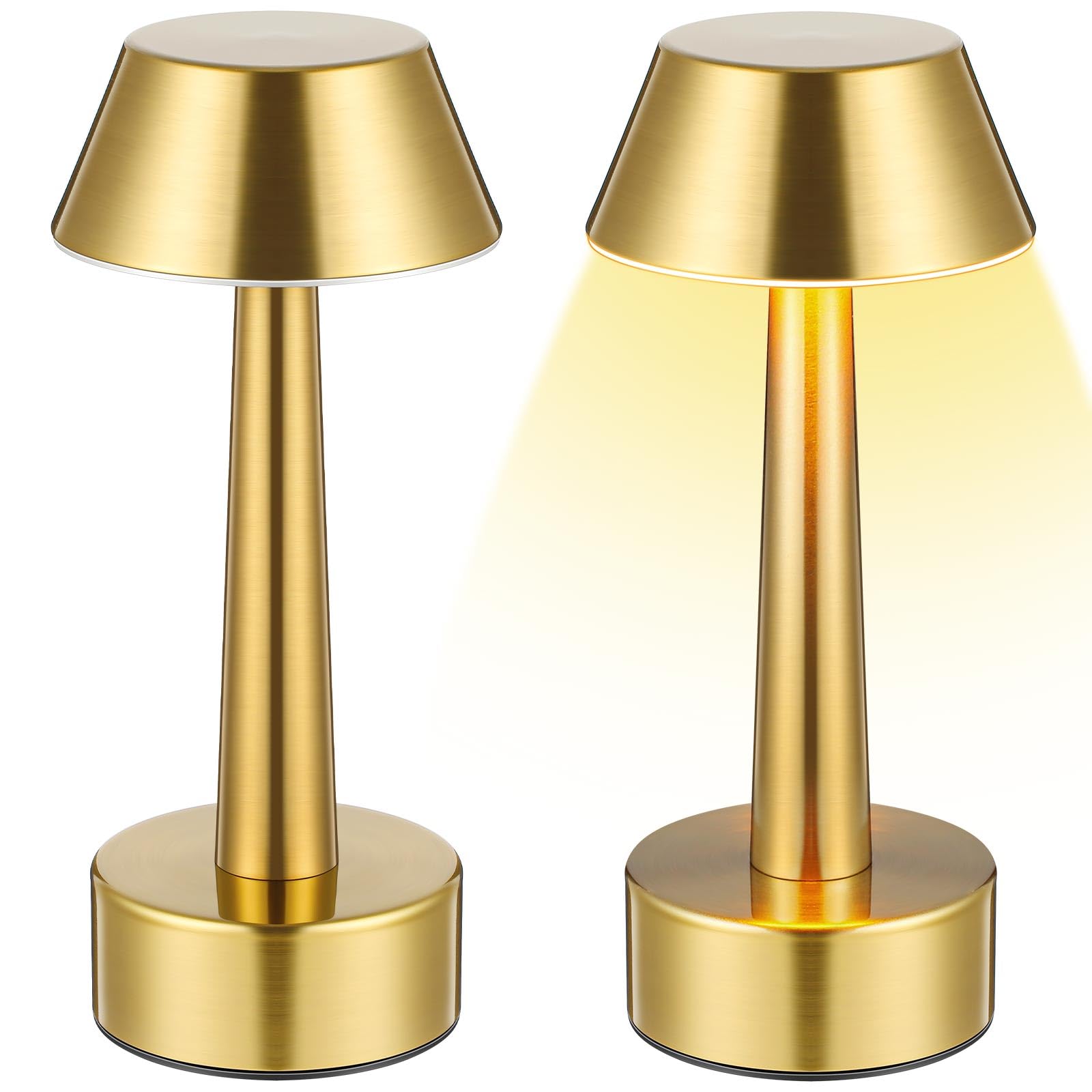 Rossesay 2 Pcs Rechargeable Cordless Small Table Lamp with Touch Sensor ...