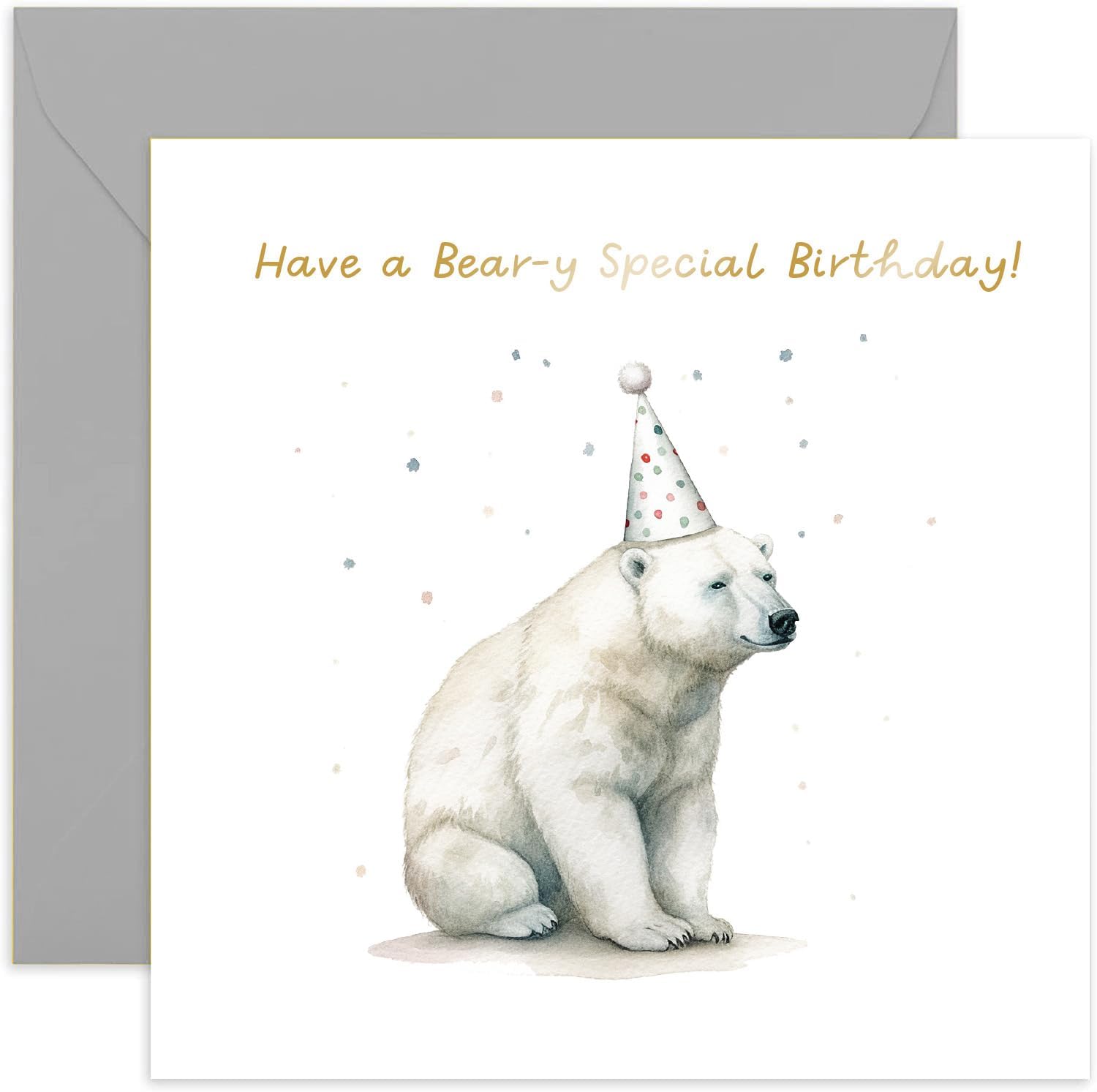 Old English Co. Polar Bear Birthday Card for Her - Fun Bear Party Hat ...