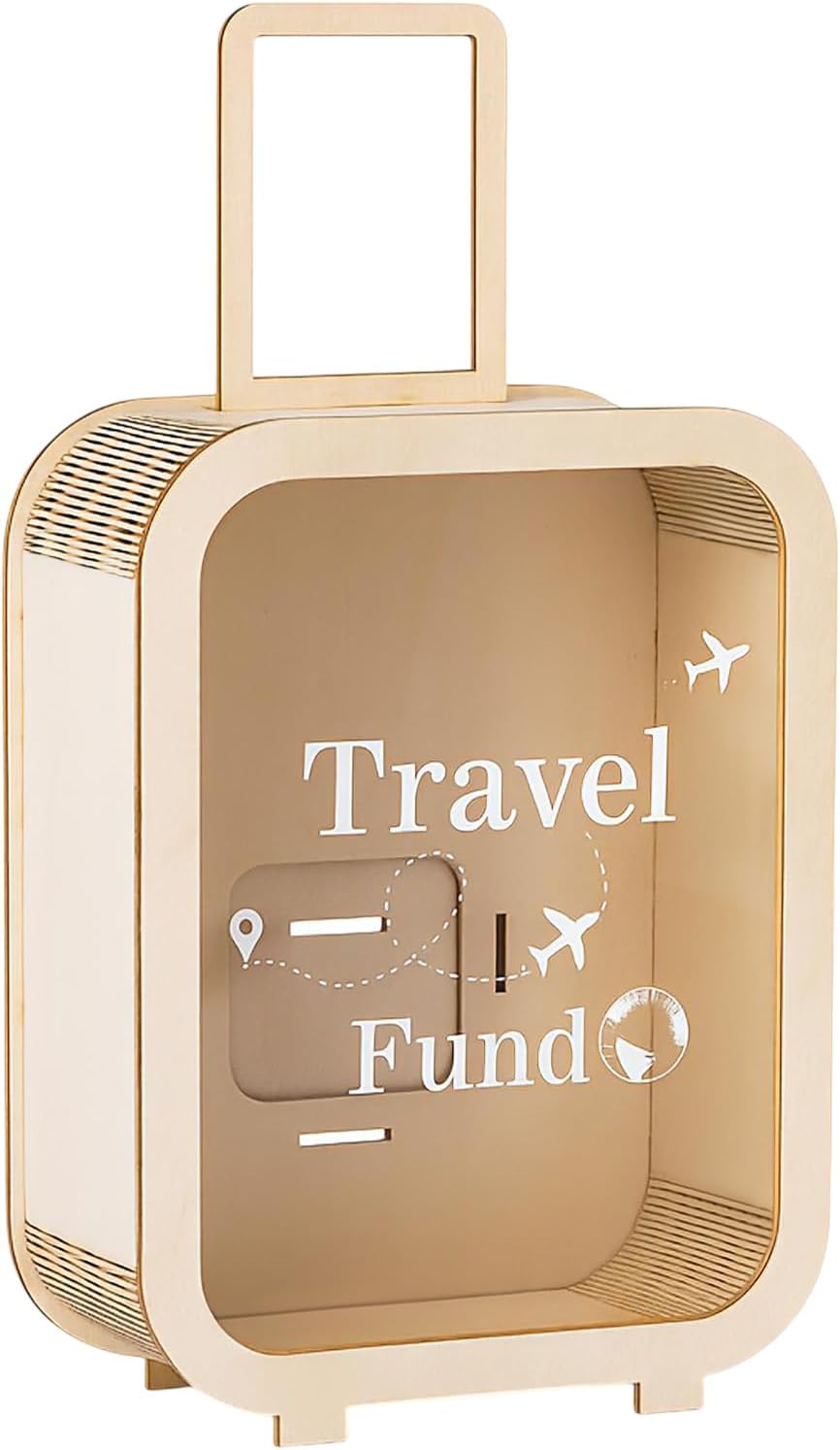 Amazon.com: Vesici Travel Fund Money Box Wooden Vacation Decorative ...