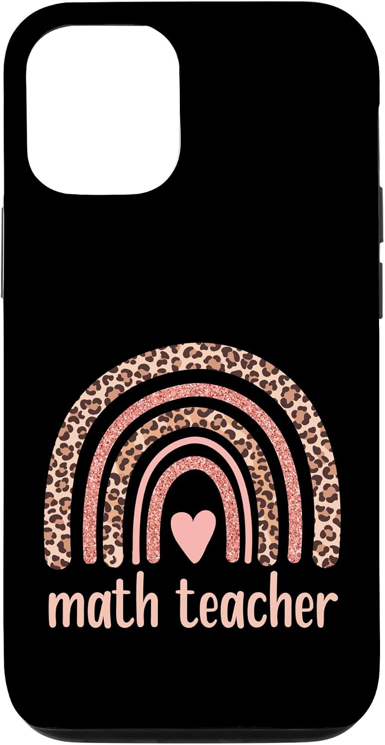 Amazon.com: iPhone 12/12 Pro Math Teacher Rainbow Leopard Cute Math ...