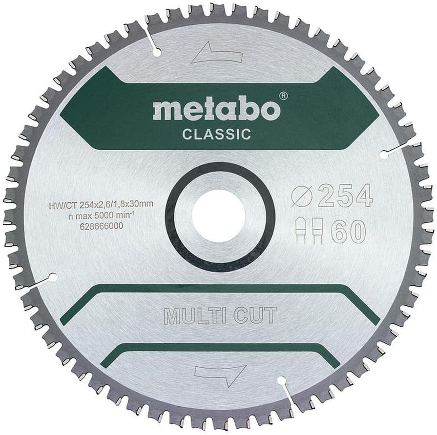 Metabo Saw Blade Multi Cut Classic 254 x 2.6/1.8 x 30 Z60 FZ/TZ 5° Neg ...