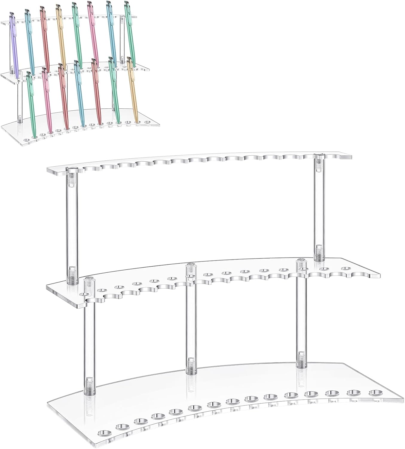 Amazon.com : Zourane Acrylic Pen Display Stand, 2-Tier 30 Slot 1.3cm ...