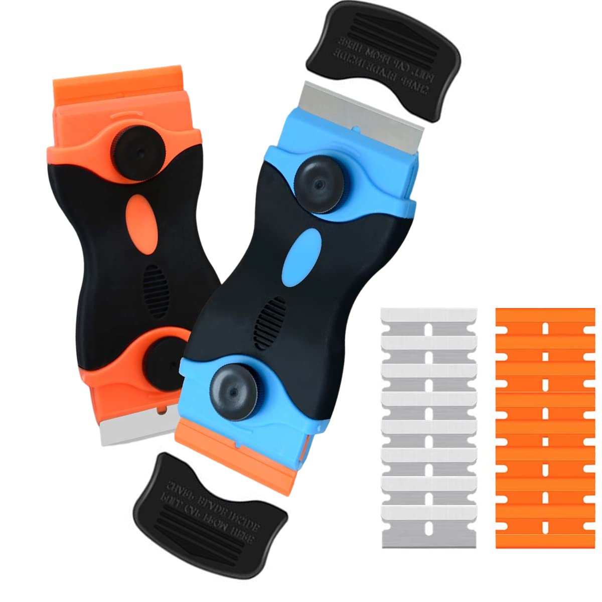 2PACK Razor Blade Scraper, 2-in-1 Scraper Tool with 8Pcs Plastic Blades ...