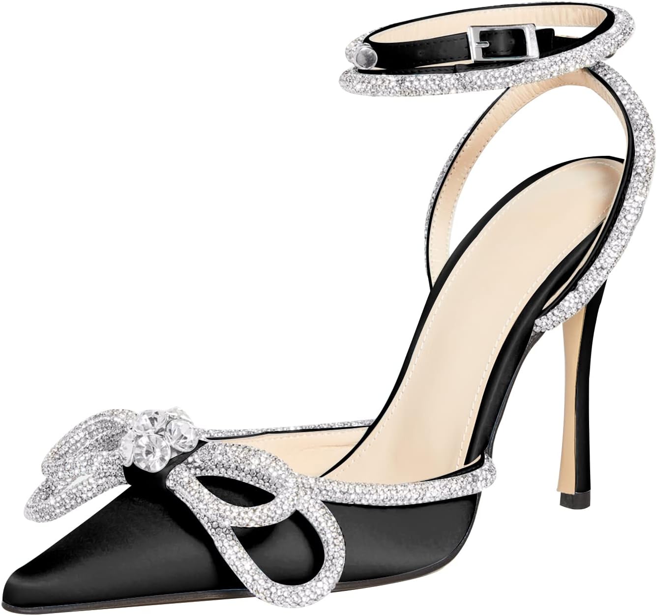 Amazon.com | MIRAAZZURRA Women High Heeled Sandals Satin Sparkly ...