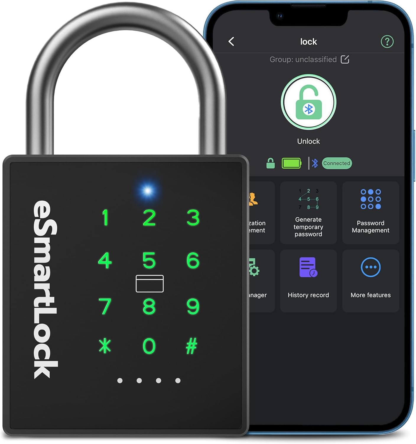 eLinkSmart Heavy Duty Smart Padlock with Key, Pad Locks with Code ...