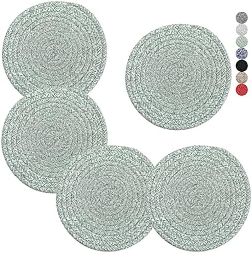 Amazon.com: 4 Pieces Woven Pot Trivet Set Braided Weave Round Thread ...
