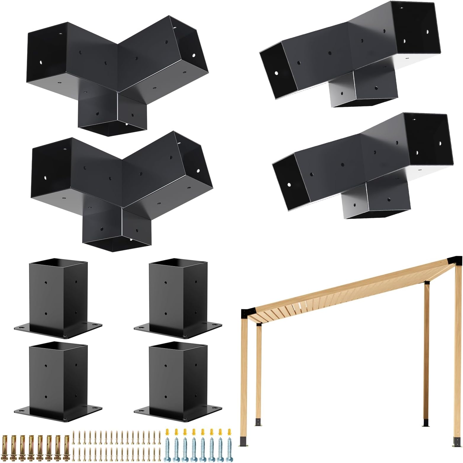 Amazon.com: Grehitk Pergola Kit, Slanted Roof Pergola Bracket Kit, 3 ...