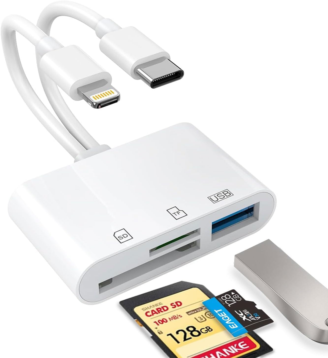 Amazon.com: SD Card Reader for iPhone, iPad, USB C and Lightning Dual ...