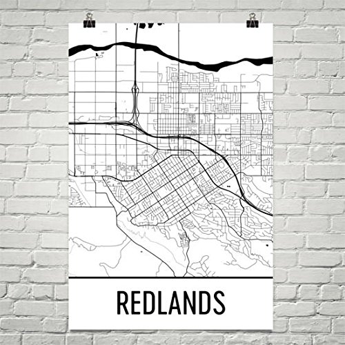 Redlands CA Map, Redlands Art, Redlands Print, Redlands California ...