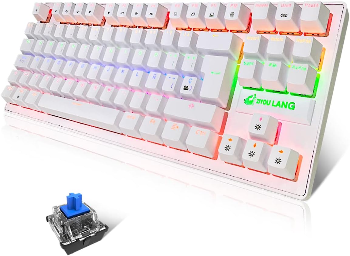 Amazon.com: E T EASYTAO Mechanical Keyboard Spanish Gamer, RGB ...