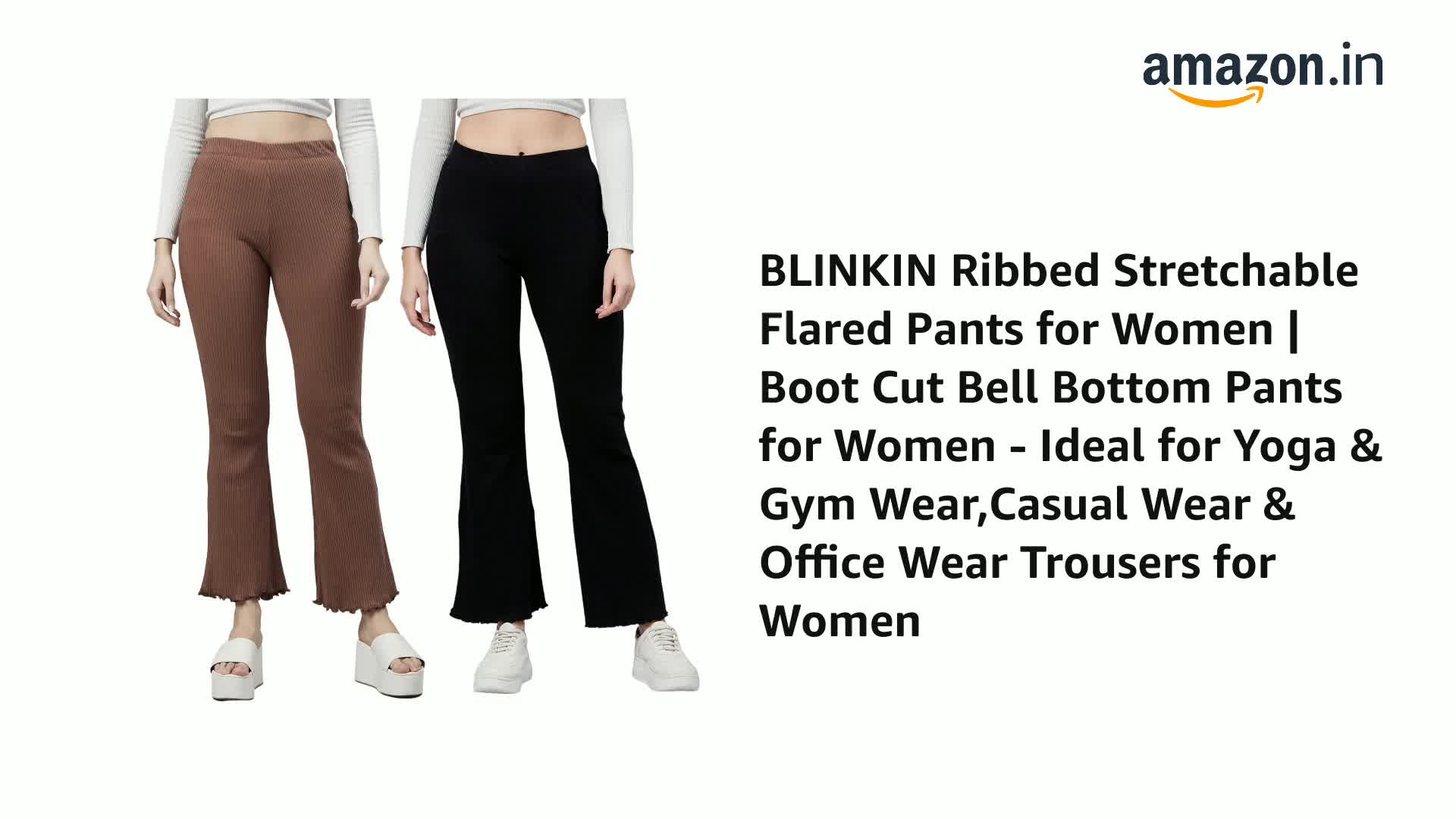 Watch BLINKIN Ribbed Stretchable Flared Pants for Women | Boot Cut Bell ...