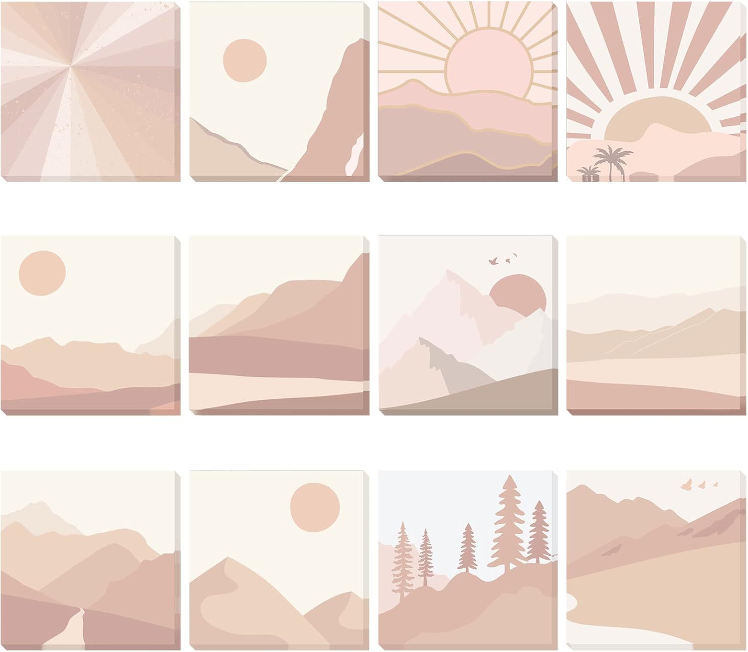 Amazon.com : 12 Pads Pastel Sticky Notes Boho Style Sticky Notes ...