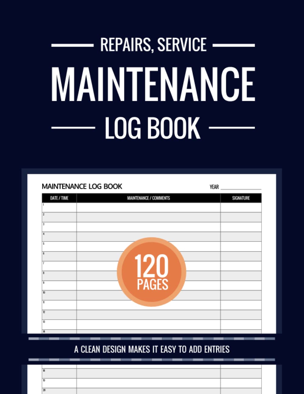 Maintenance log book, Maintenance record log book, Service record log ...