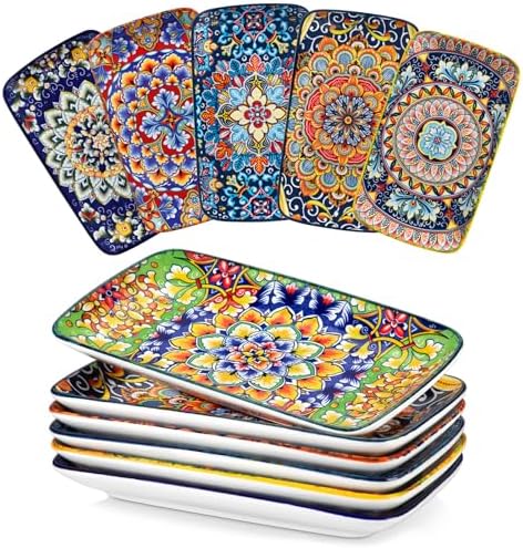 Amazon.com | Boho Ceramic Serving Platters with Handles Set of 4 ...