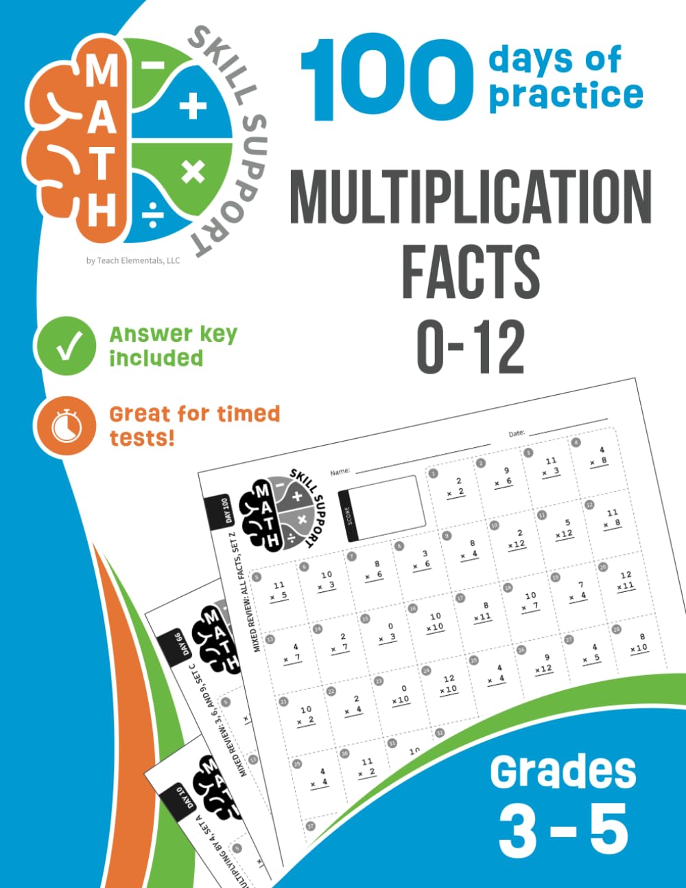 Math Skill Support: Multiplication Facts 0-12: Grades 3-5, Math Drills ...