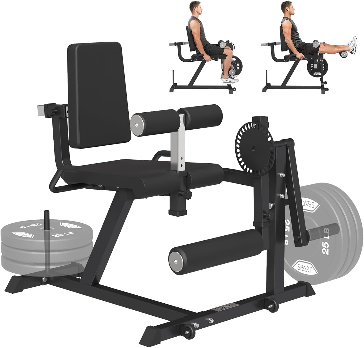 Leg Extension and Leg Curl Machine, Adjustable Plate Loaded Lower Body ...