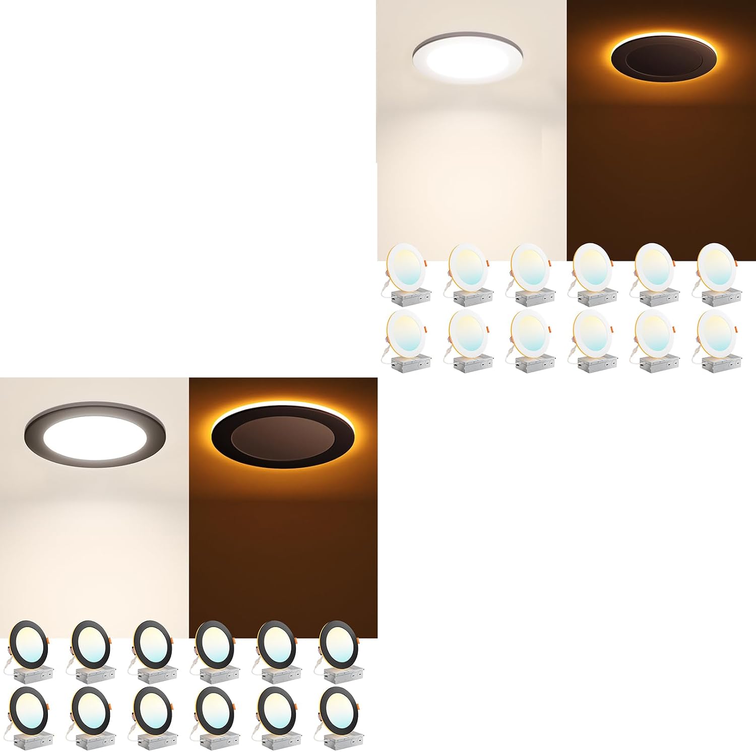 Amico 24 Pack 6 Inch 5CCT LED Recessed Ceiling Light with Night Light ...