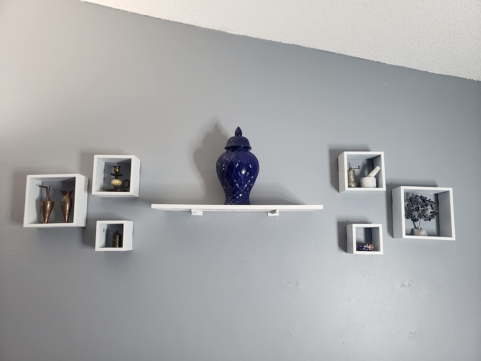 $7/mo - Finance MELANNCO Floating Wall Square Cube Shelves - Wood, Set ...