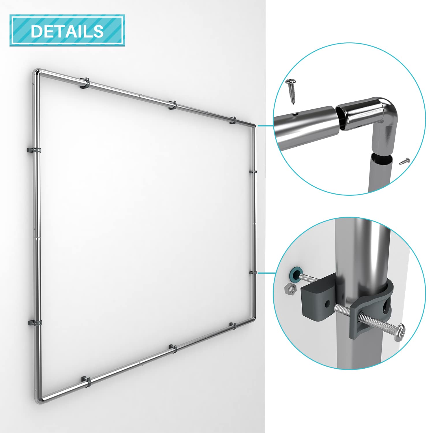 Snapklik.com : COARBOR Wall Mounting Stainless Steel Banner Frame ...