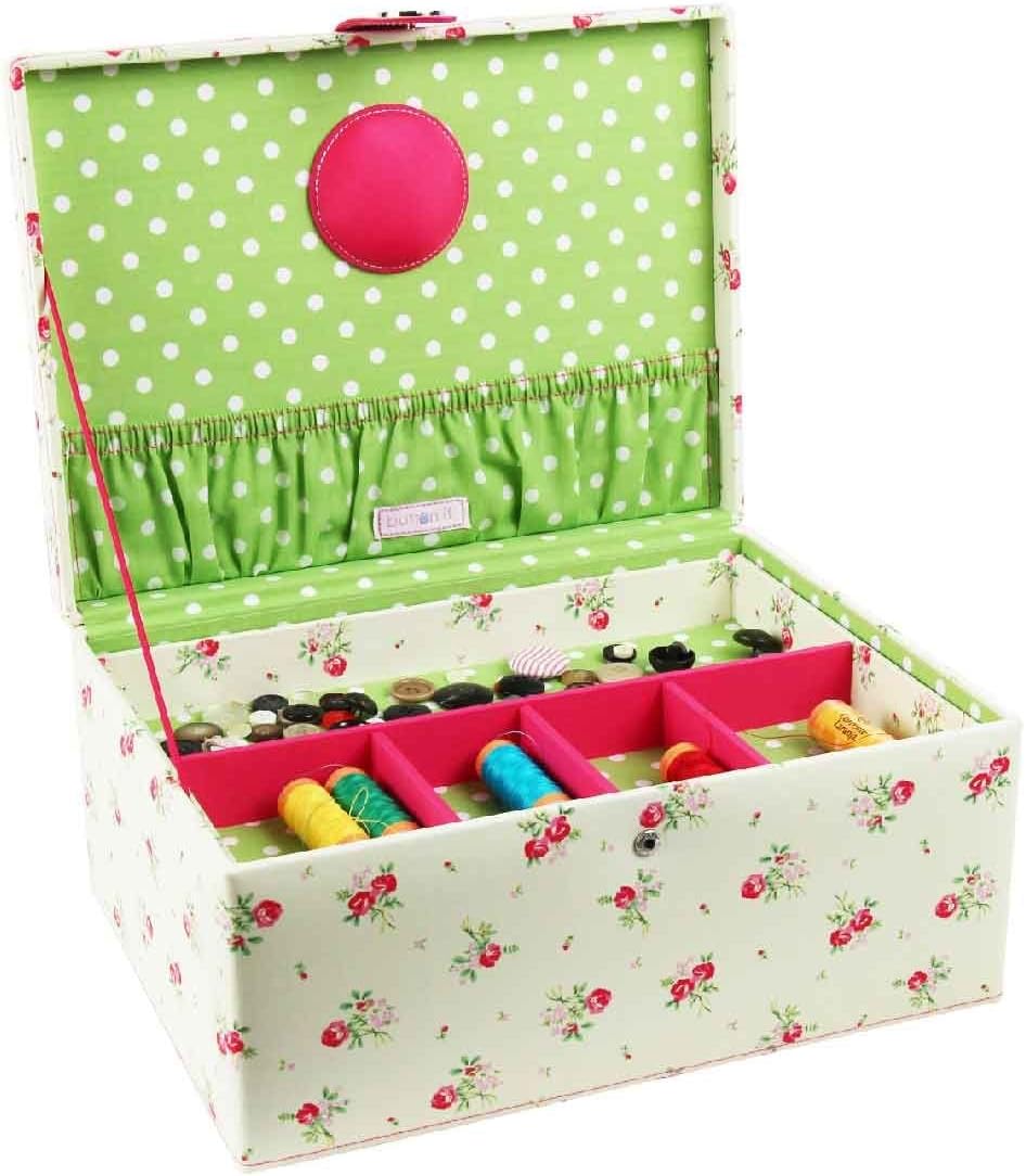 Amazon.com: Button It| Country Floral| large cream floral sewing box ...