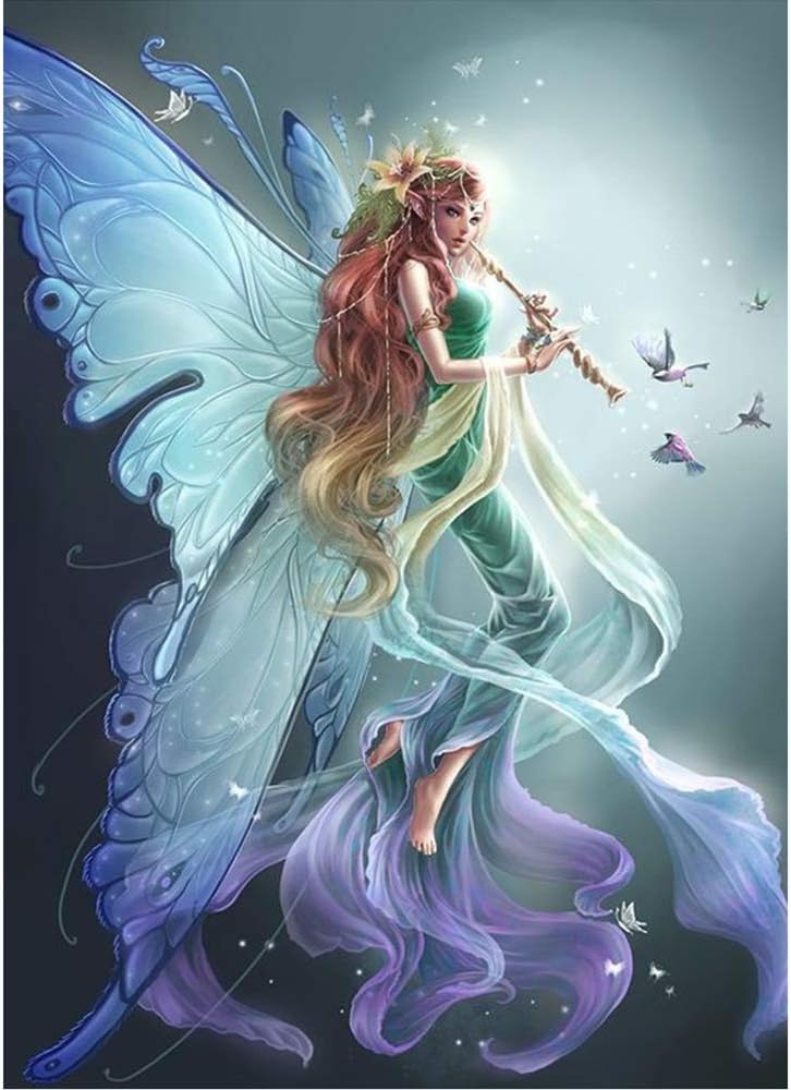 Amazon.com: Moohue 14CT Counted Cross Stitch Kits Girl Playing The ...