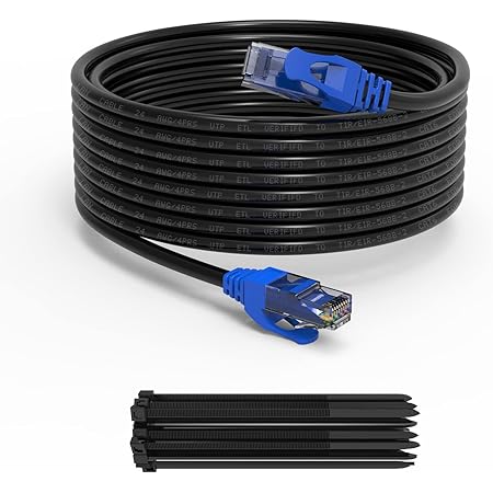 Amazon.com: Cat 6 Outdoor Ethernet Cable 100 ft, Adoreen Gbps Heavy ...