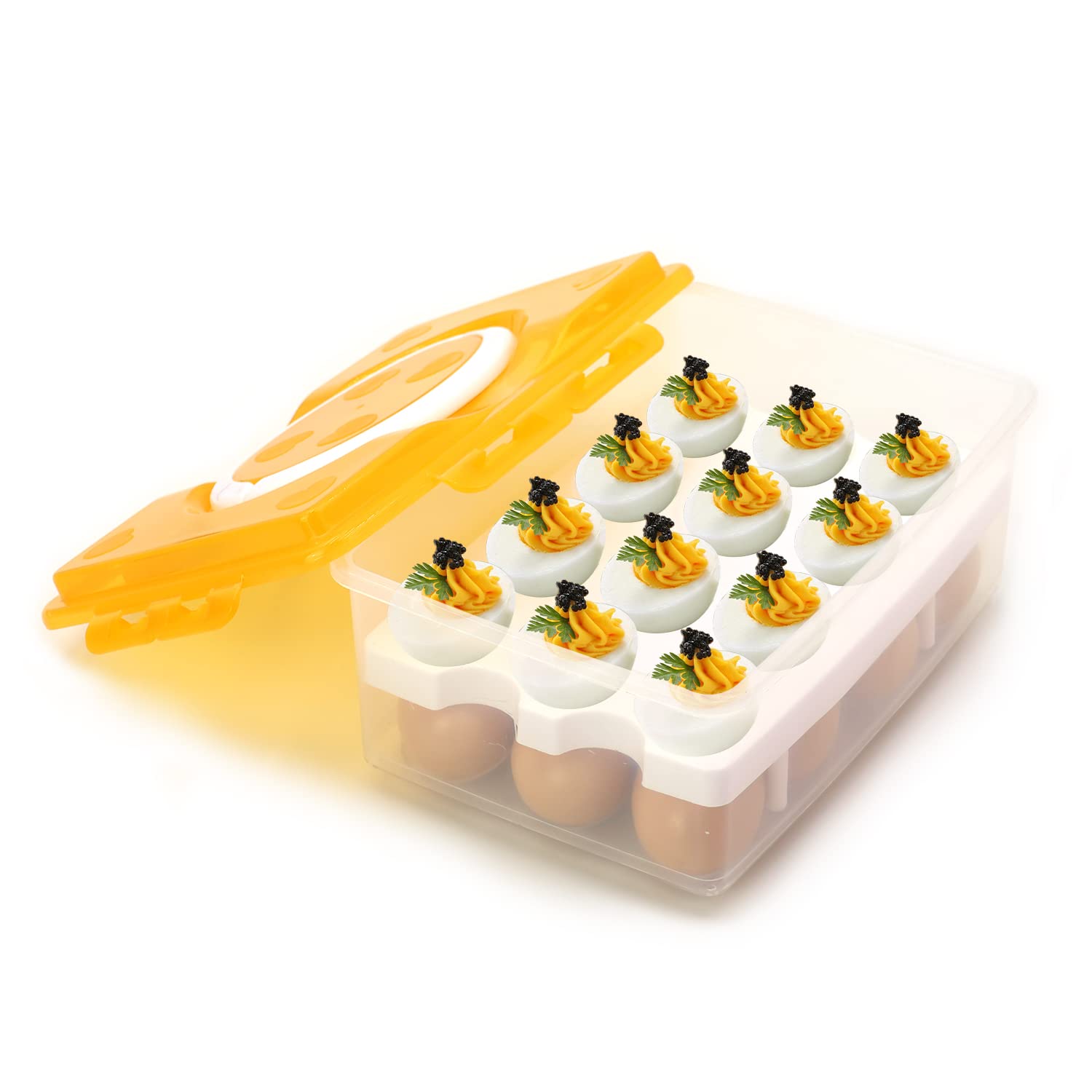 Snapklik.com : 2 Tiers Egg Container Deviled Egg Carrier Eggs Holder