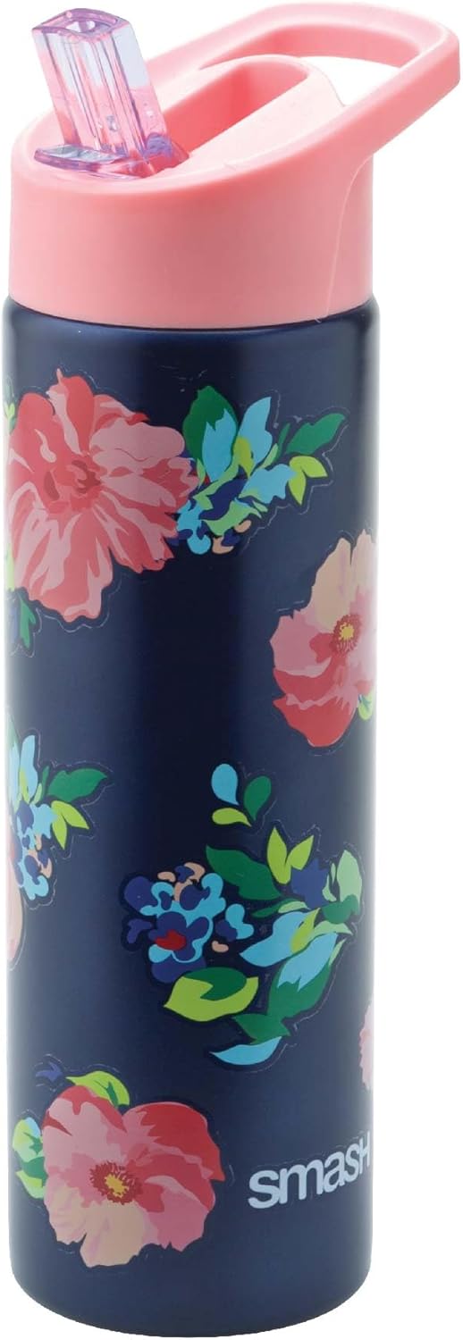 Smash Stainless Steel Water Bottle with Flip Top Lid and Straw - Rose ...