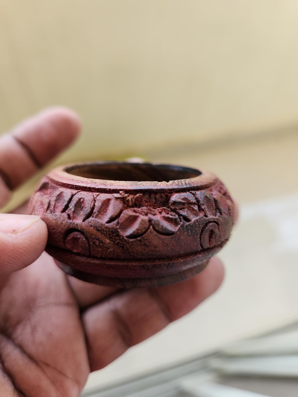 Buy GIFTOSHOPEEE Small Fancy Traditional Wooden Round Full Carved ...