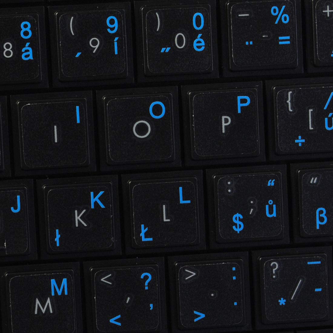Amazon.com: Czech Keyboard Labels ON Transparent Background with Blue ...
