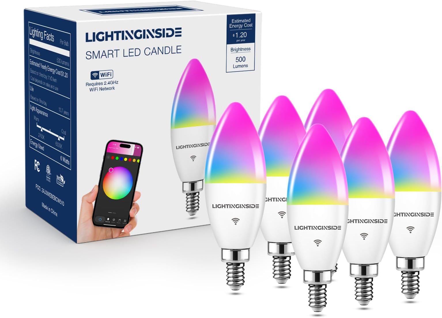 Feit Electric Smart LED Candle Wifi Bulb, Works with Alexa or Google ...