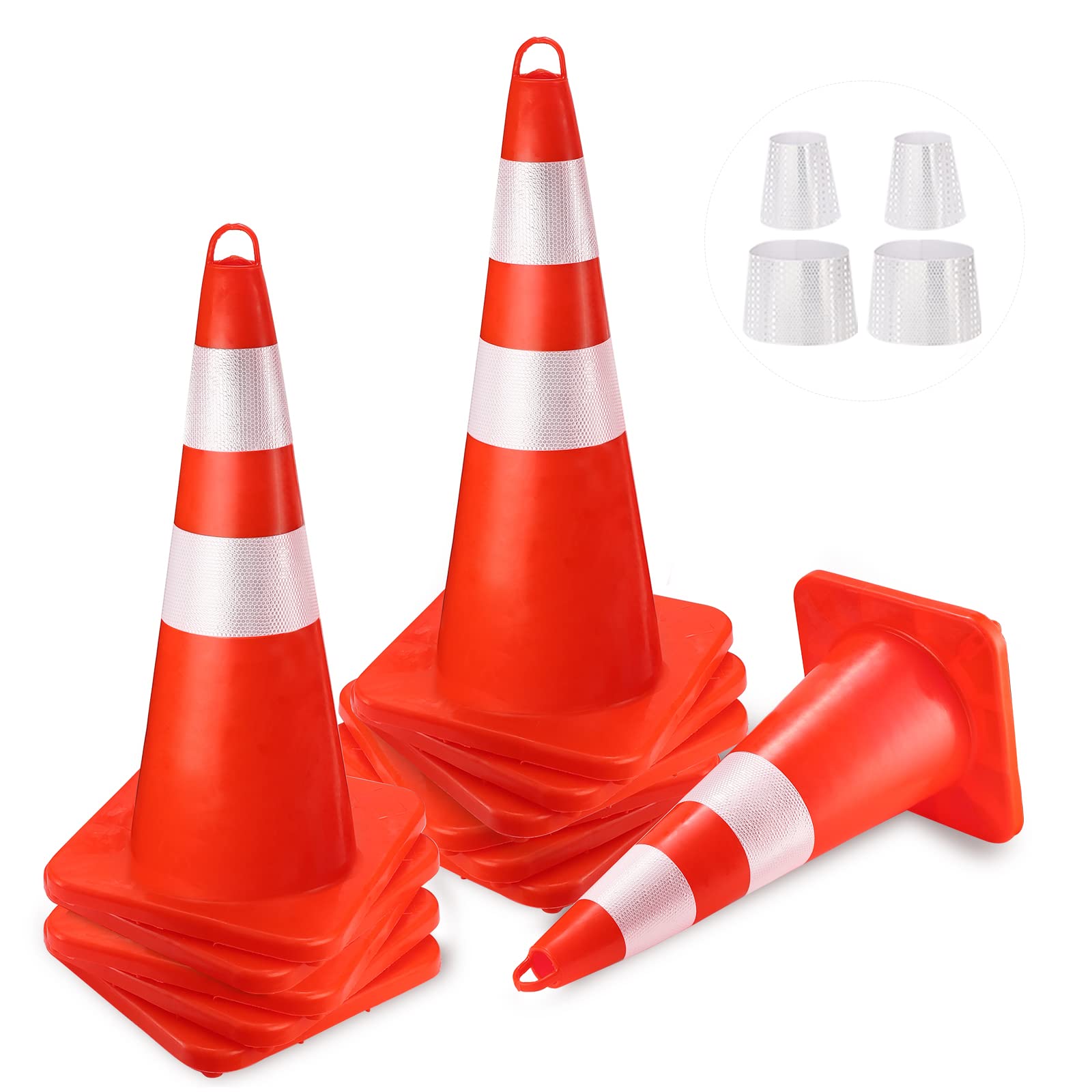 YOJOR Traffic Cones, 28" Safety Cones Additional 2 Sets Reflective ...