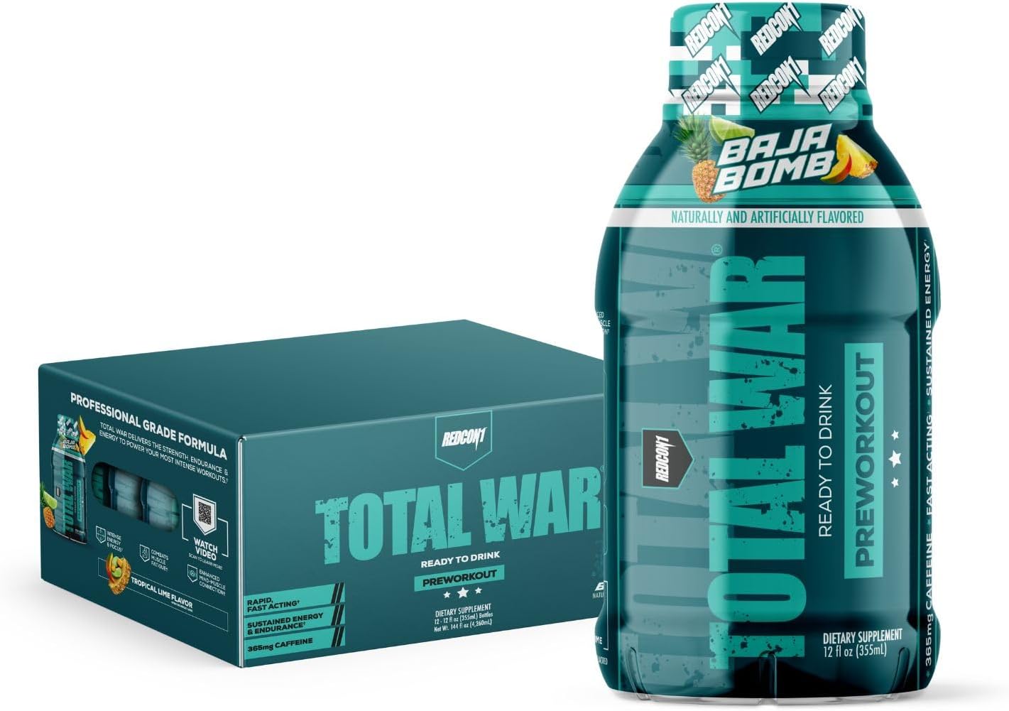 Amazon.com: REDCON1 Total War Ready to Drink Preworkout, Baja Bomb ...