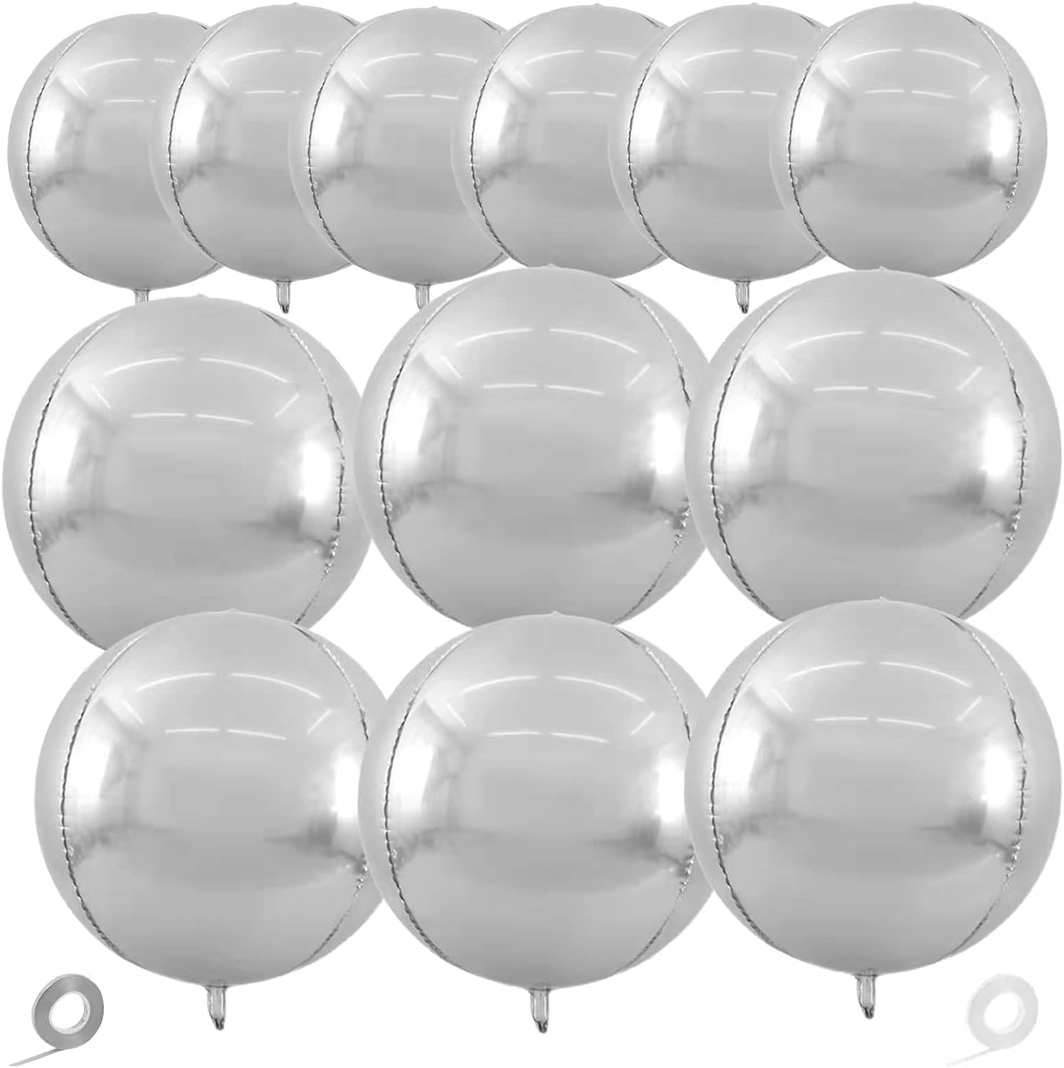 Amazon.com: 12pcs Silver Foil Balloons Decorations, 6pcs Large 22 Inch ...