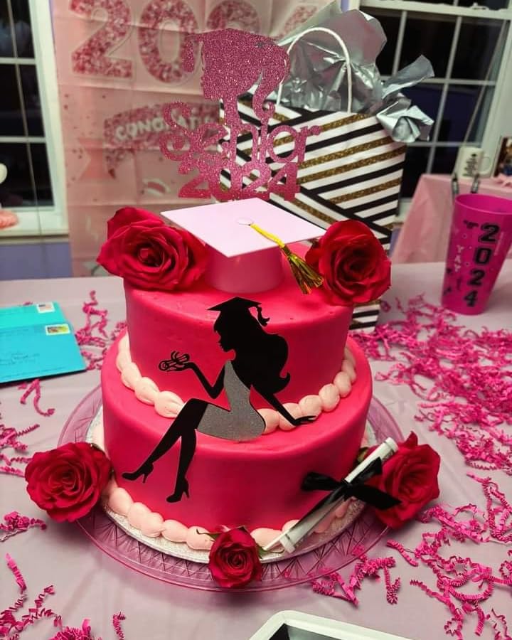 Amazon.com: Pink Graduation Mortarboard Square Cap Hat Cake Topper ...