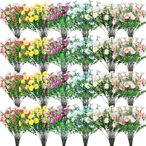 Amazon.com: Crowye 48 Bundles Artificial Daisies Plastic Flowers ...