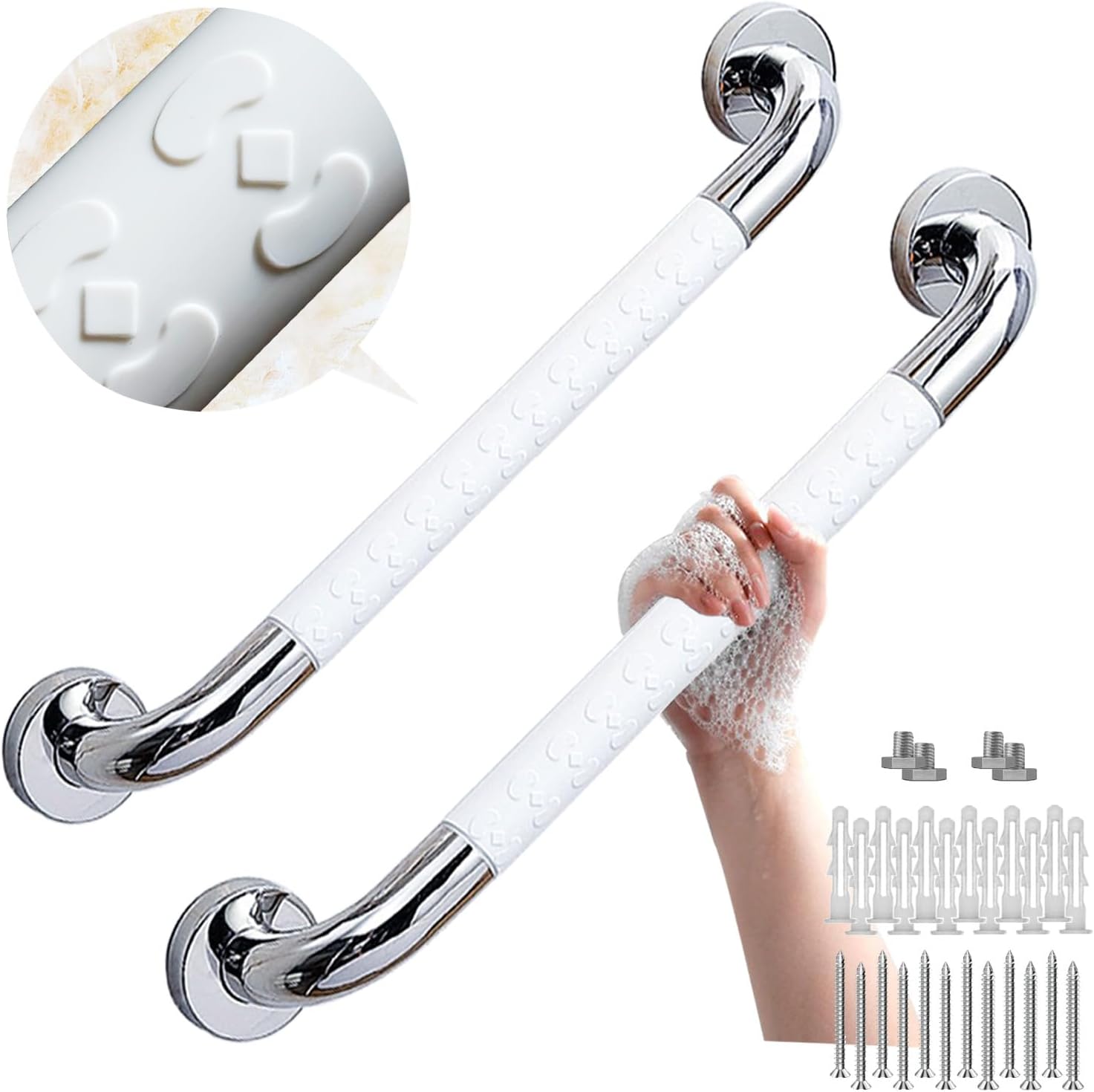 Amazon.com: 2 Packs Shower Grab Bars, Hybodies Stainless Steel Bath ...