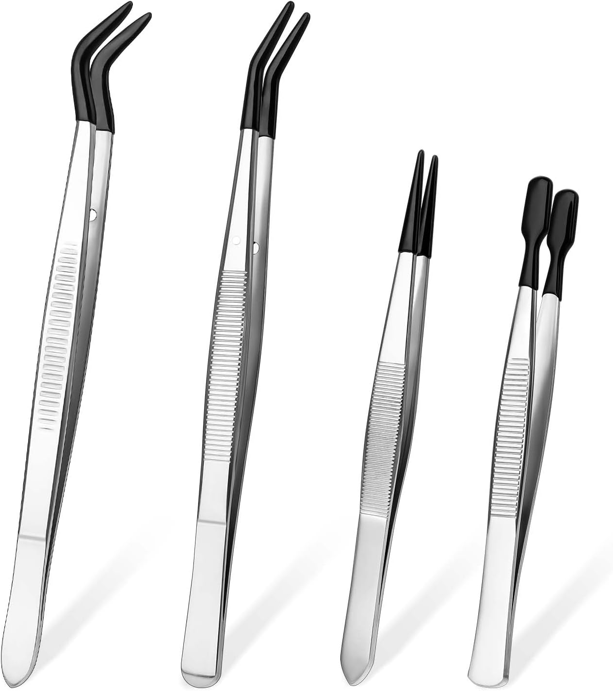 Amazon.com: COMNICO 4 Pcs Stainless Steel Tweezer Set, Straight Flat ...