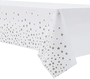 Amazon.com: JunnKay 4 Pack Silver and White Plastic Stars Tablecloth ...