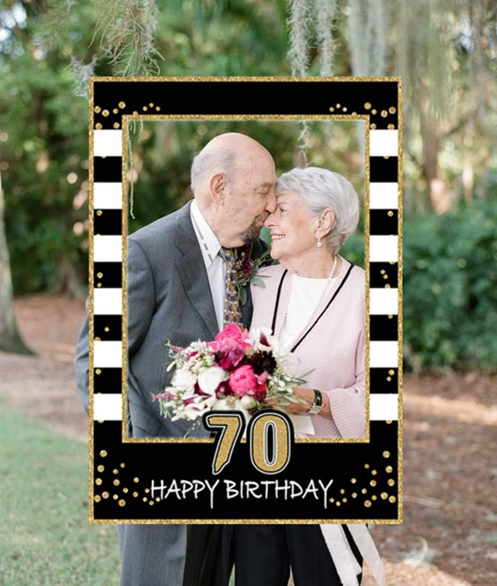 Amazon.com: LaVenty Black Gold 70th Birthday Party Photo Booth Props ...