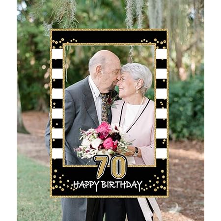 70th Birthday Photo Booth Props,Black Gold Inflatable Selfie Frame ...
