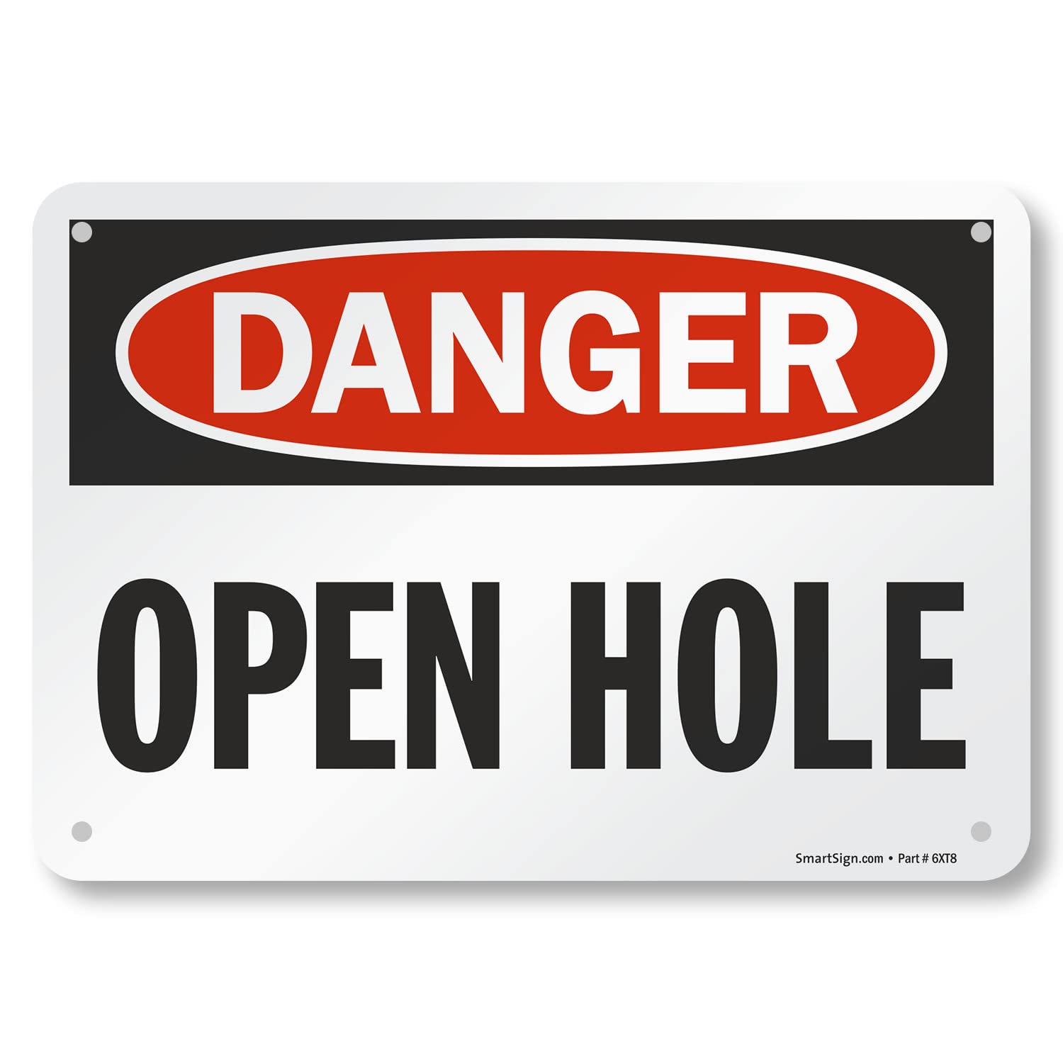 SmartSign "Danger - Open Hole" Sign | 7" x 10" Aluminum: Amazon.com ...