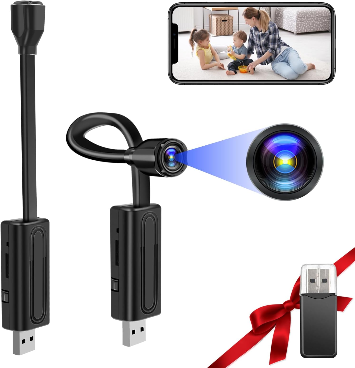 Nisanmoon 2.4/5G WiFi Telecamera Spia Nascosta 5 Porta USB Caricatore ...