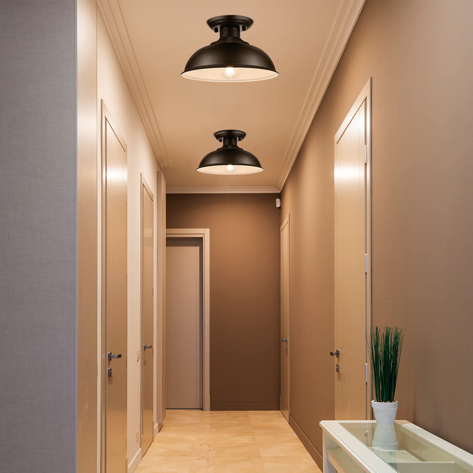 LOEHINLE Semi Flush Mount Ceiling Light, Industrial Close to Ceiling ...