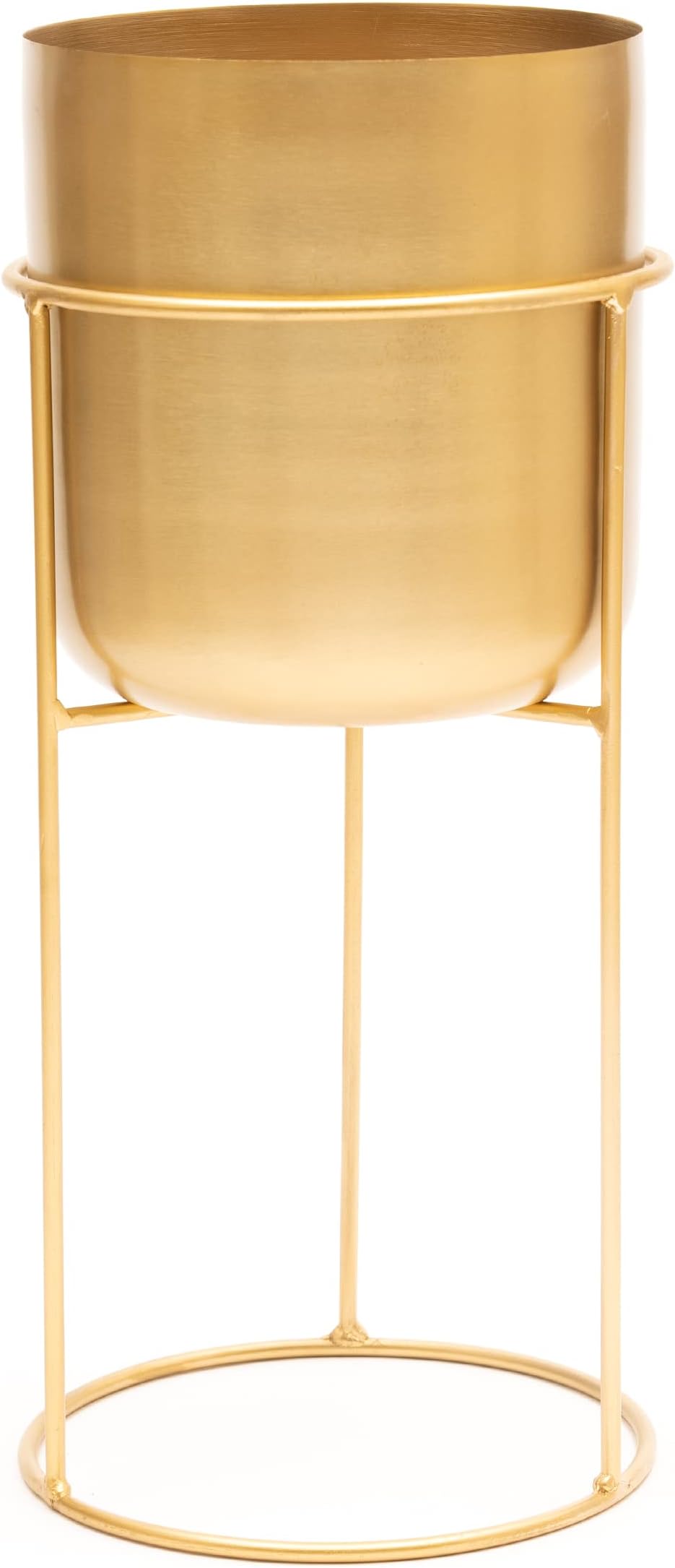 Olly & Rose Gold Metal Plant Pot with Gold Plant Stand - Tall 50cm ...